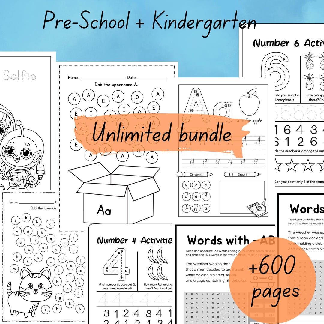 600+ Page Preschool Learning Worksheets Bundle for Kindergarten ...