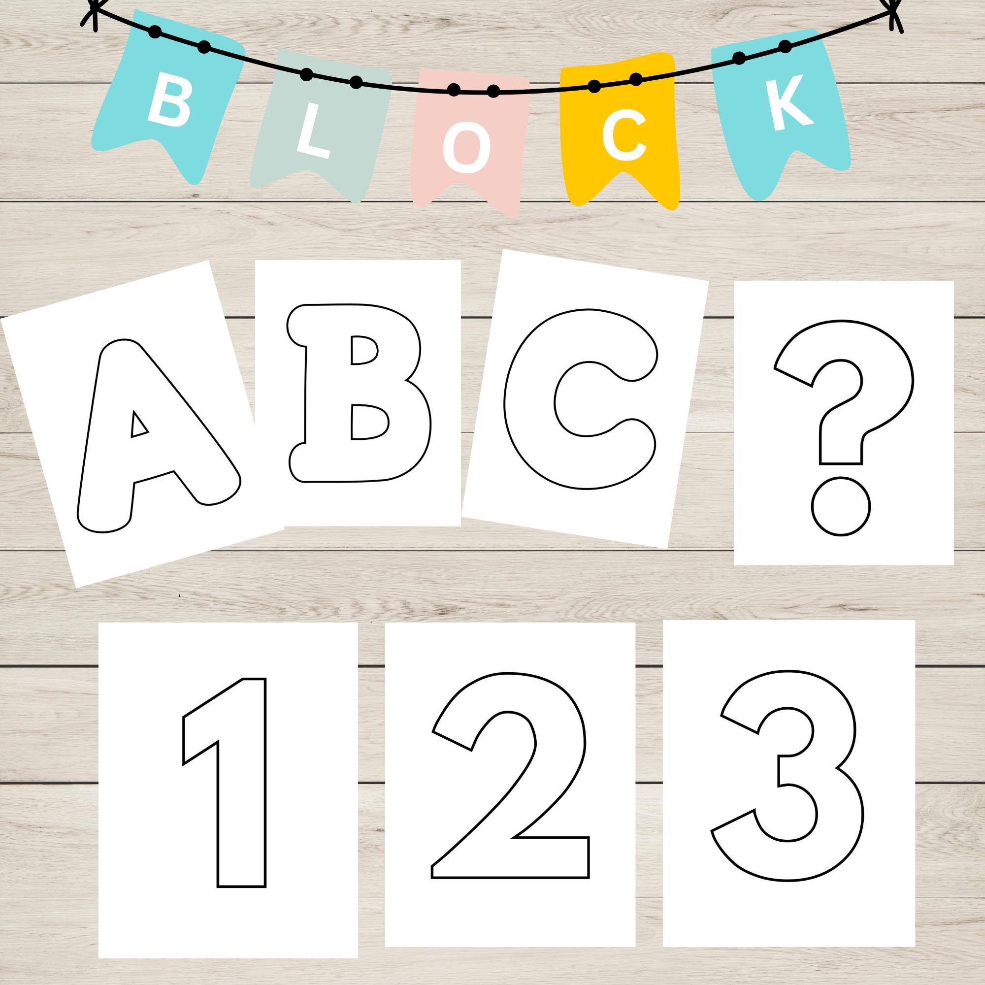 Printable Large Alphabet Block Letters and Numbers for Kids Crafts ...