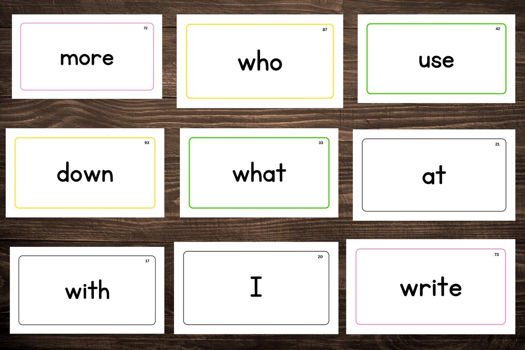 100 Printable Fry's First Hundred Sight Word Flashcards | Kindergarten ...