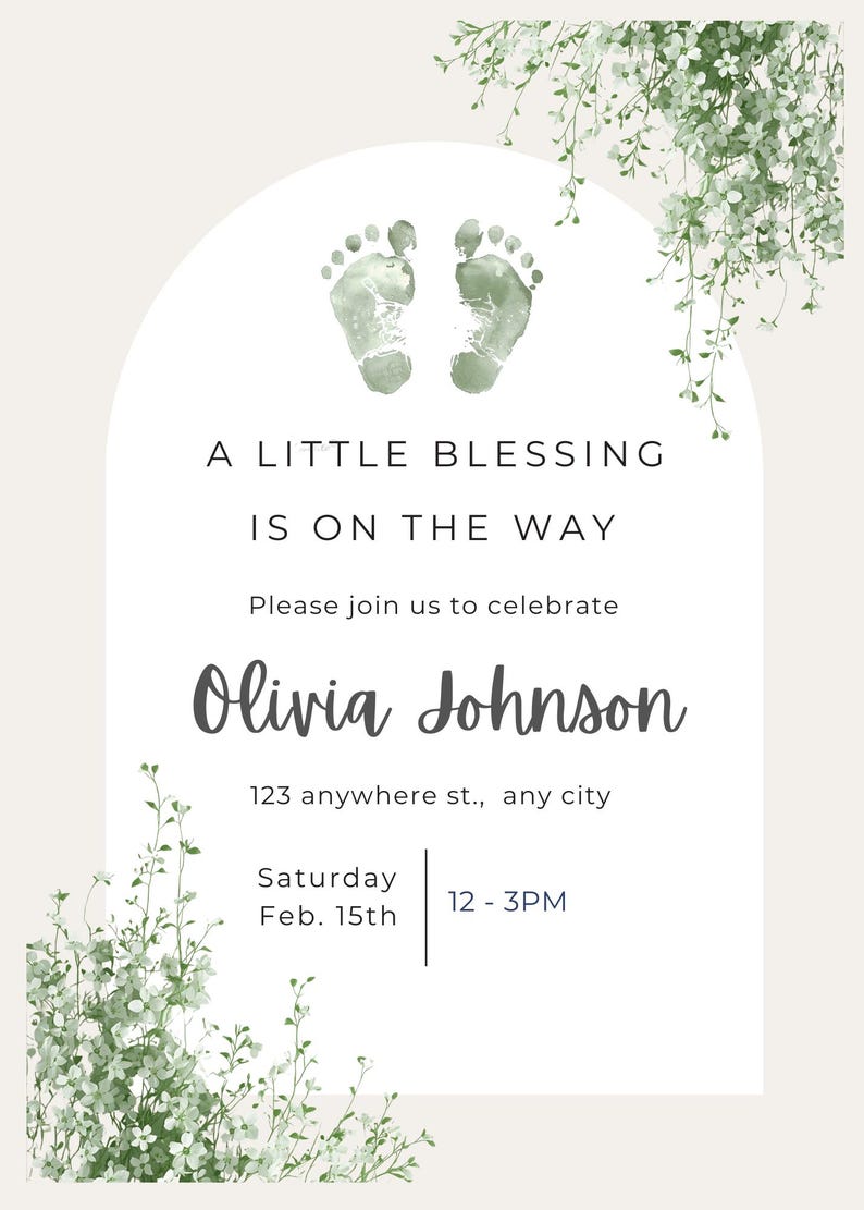 Little Blessing Baby Shower Invitation Christian Baby Shower Gender ...