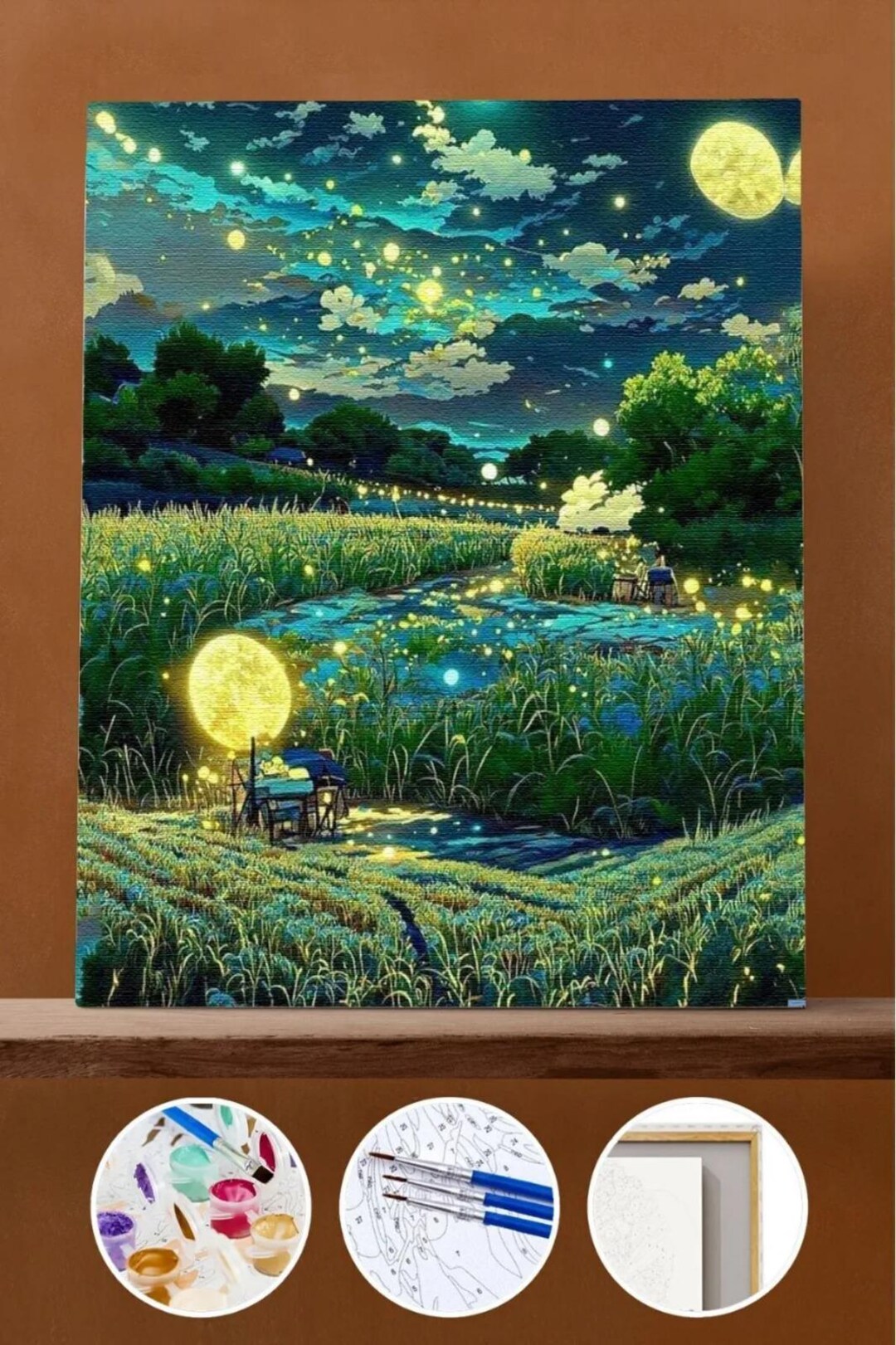 Coloring by Numbers Set, Starry Night, Original Painting - Etsy