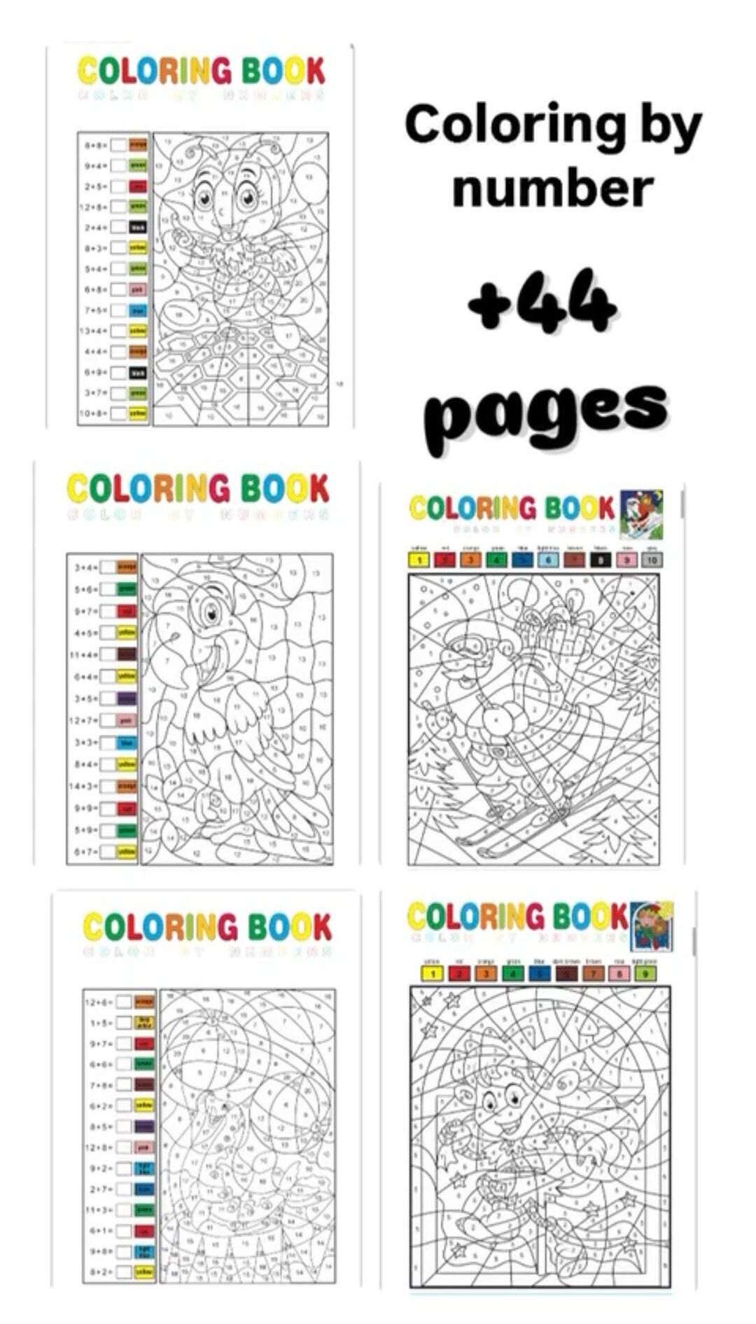 44 Page Numbered Coloring Book, Activity PDF, Digital Art, Portrait Art Design - Etsy