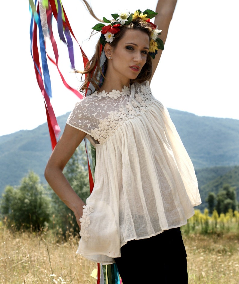 Sheer Blouse, Bohemian Clothing, Plus Size Clothing, Crochet Top ...