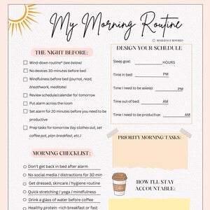 Productivity Morning Routine Tracker for Organization - Etsy