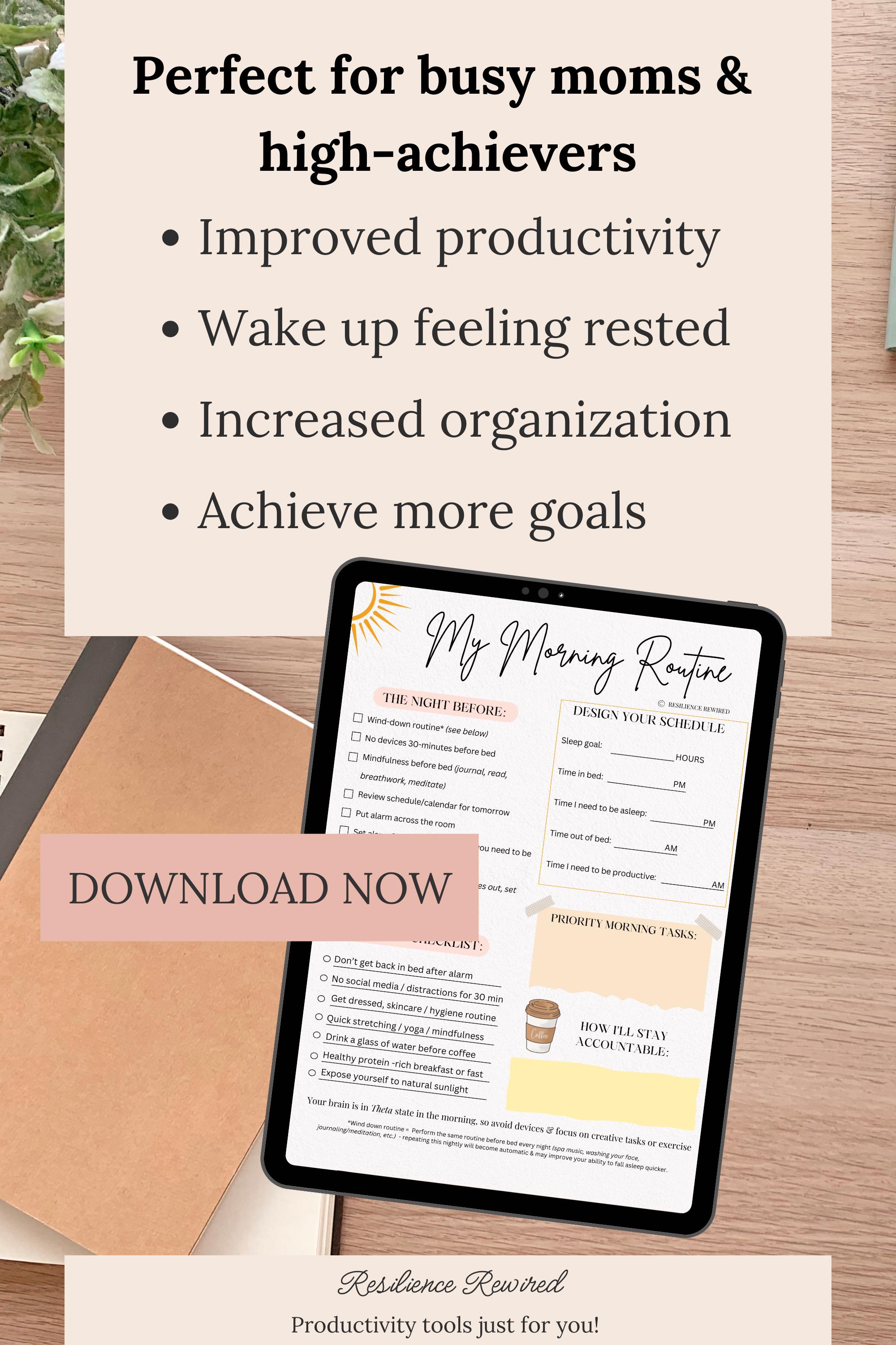 Productivity Morning Routine Tracker for Organization - Etsy