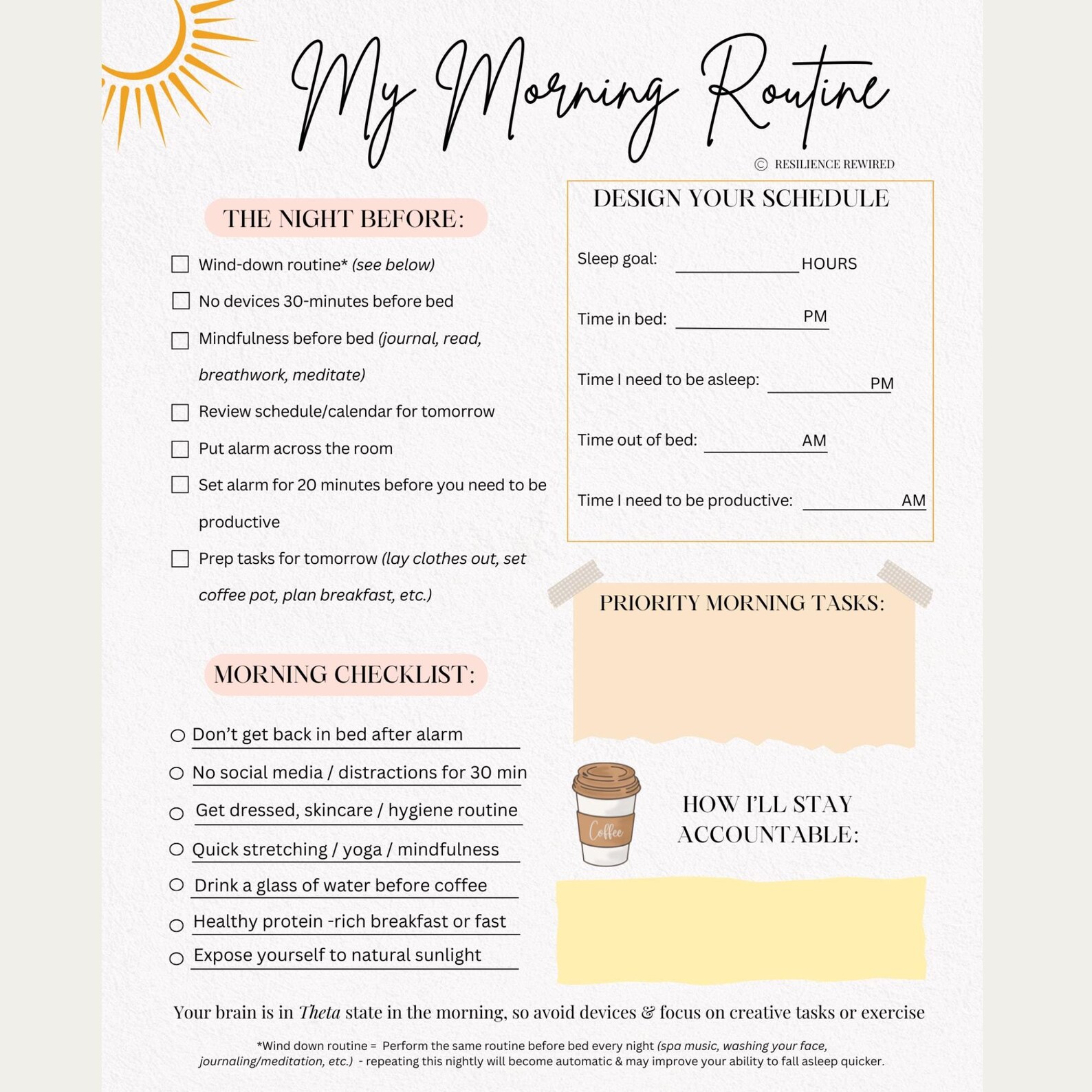 Productivity Morning Routine Tracker for Organization - Etsy