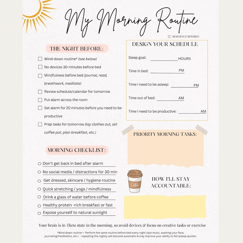 Productivity Morning Routine Tracker for Organization - Etsy