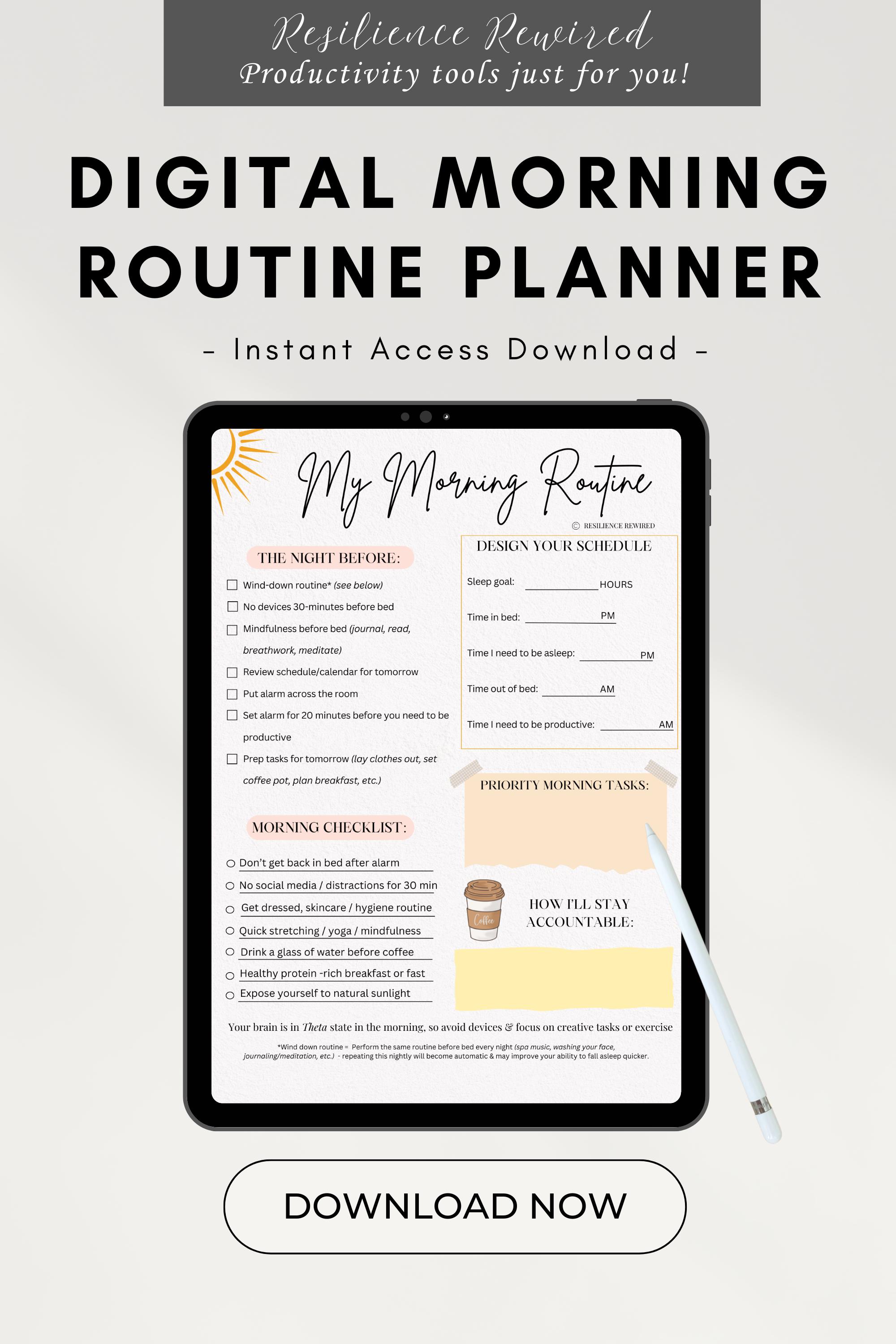 Productivity Morning Routine Tracker for Organization - Etsy