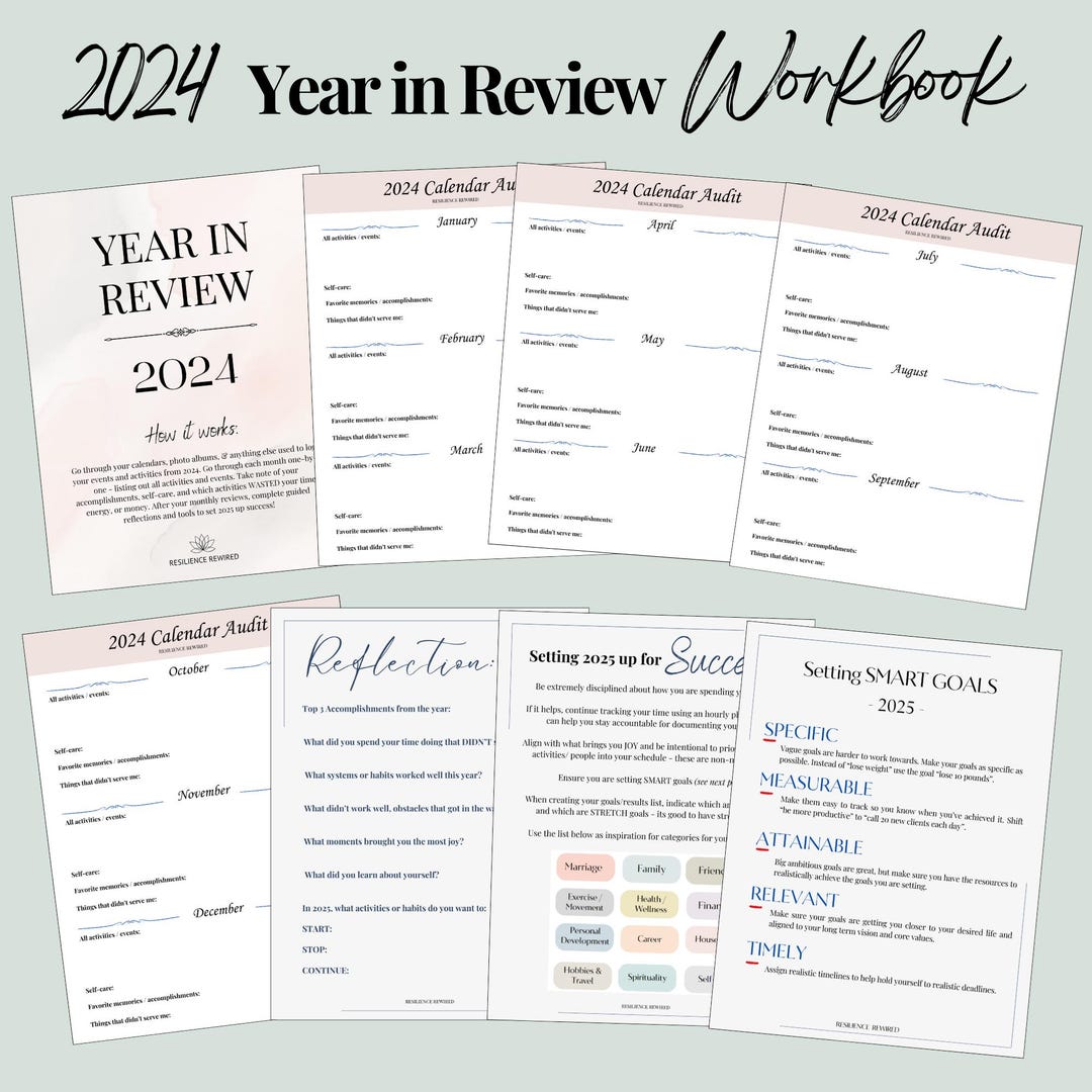 2024 Year in Review - Calendar Audit - Time Management Workbook ...