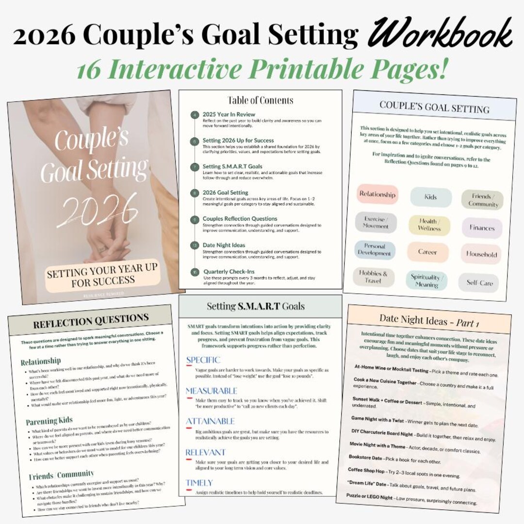 2026 Couples Goal Setting Workbook | Relationship Planning Guide ...