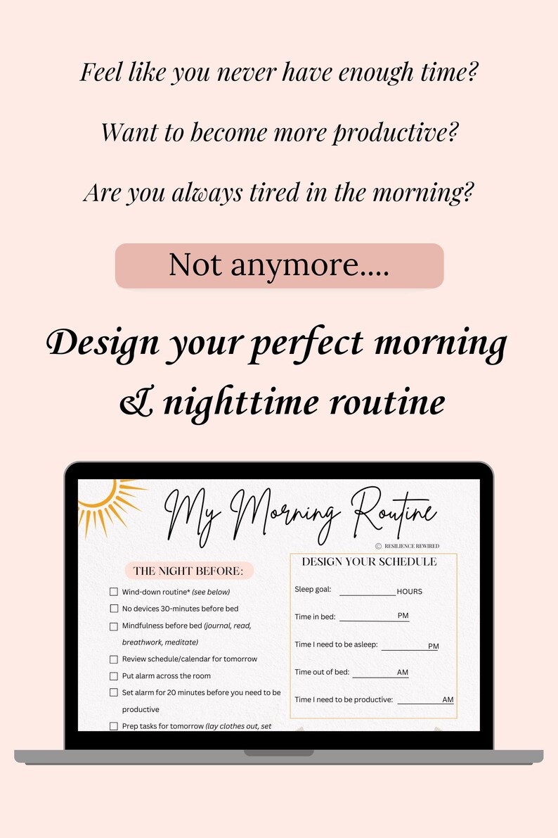 Productivity Morning Routine Tracker for Organization - Etsy