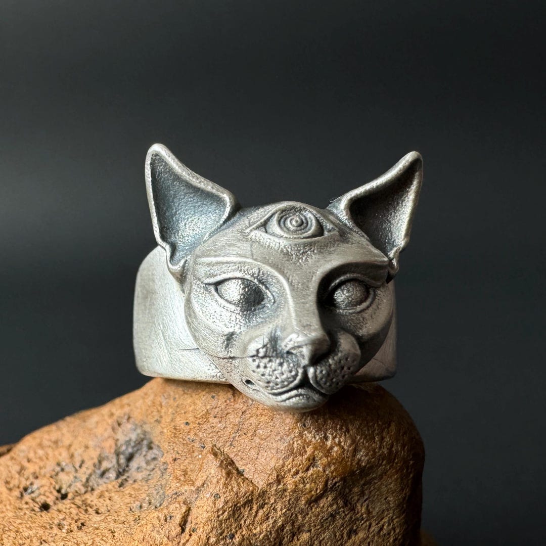 Sterling Silver Cat Goddess Ring: Egyptian Bastet Jewelry - Etsy