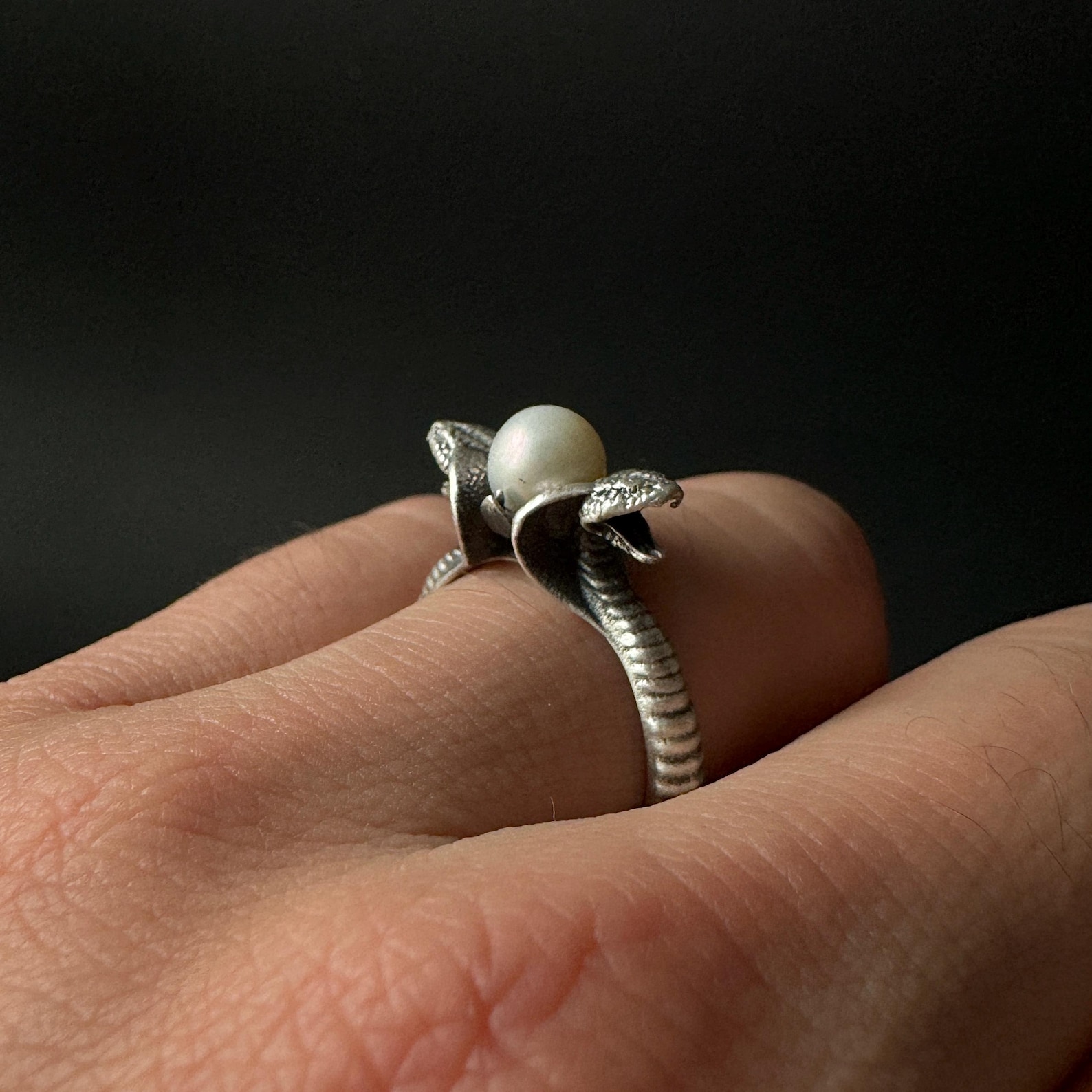 Pearl Double-headed Snake Ring, 925 Sterling Silver Cobra Jewelry, Ring ...