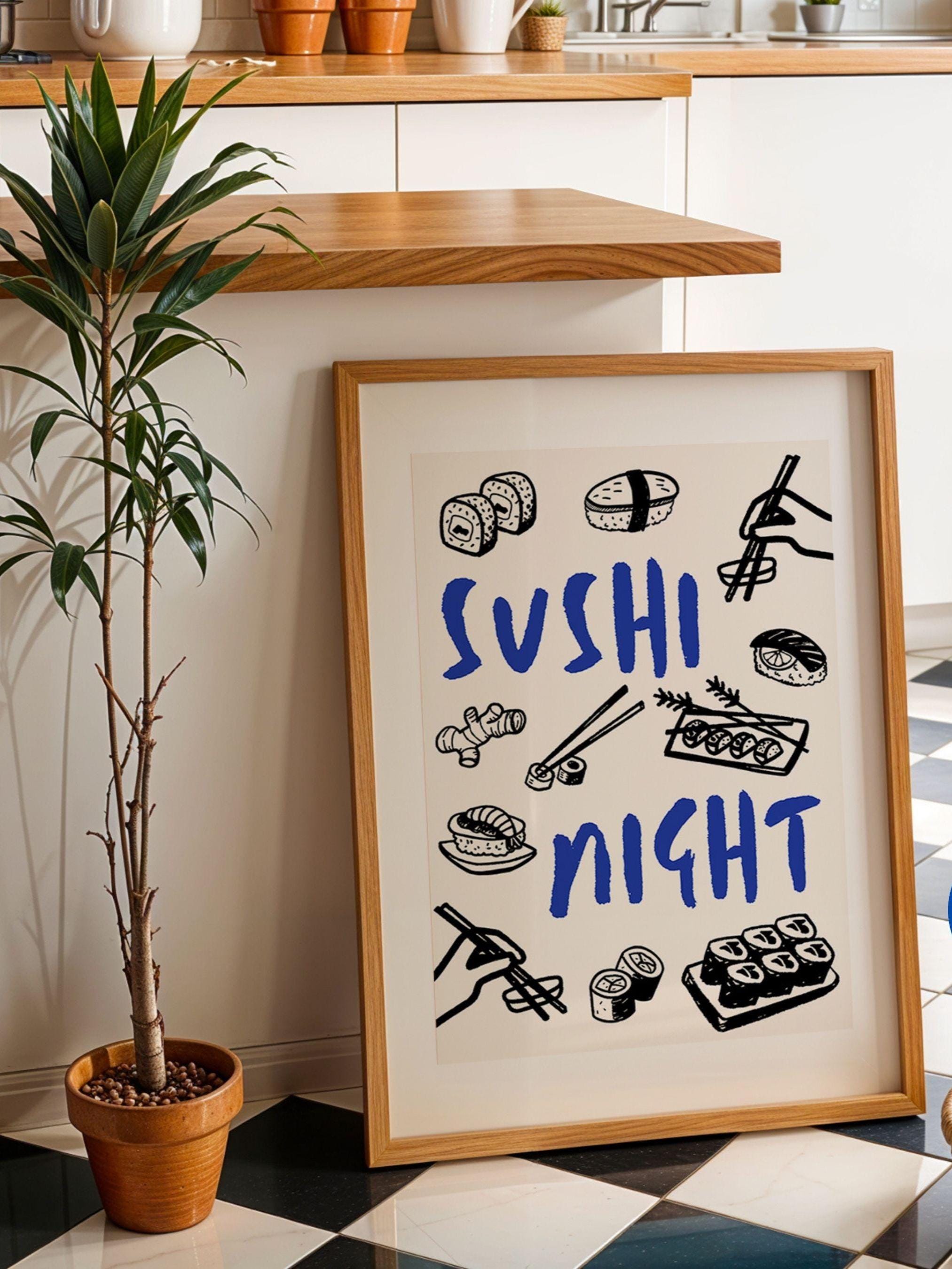 Japanese Kitchen Decor Wall Art Sushi Night Dining Accent Home Display ...