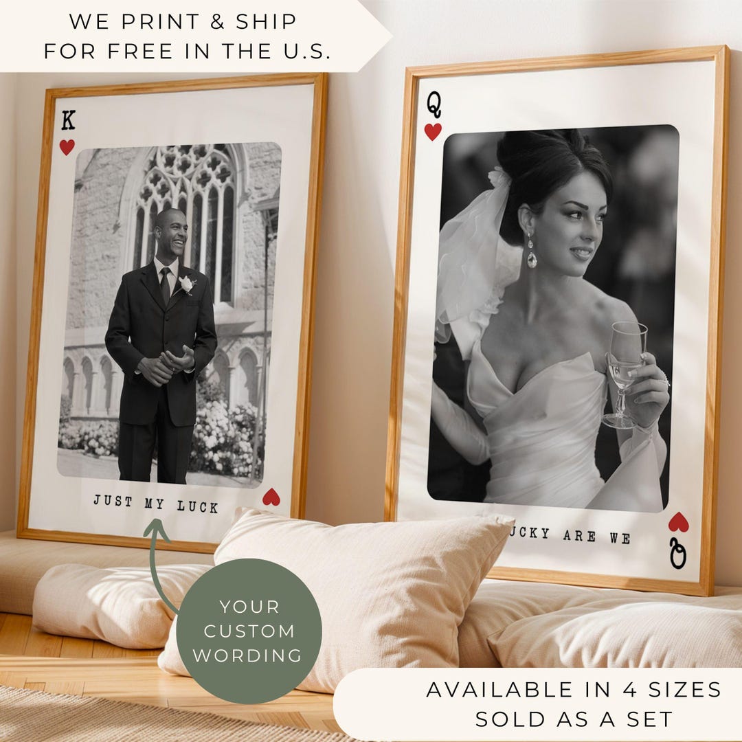 Custom Playing Card Portraits | Personalized Wedding Photo Diptych ...