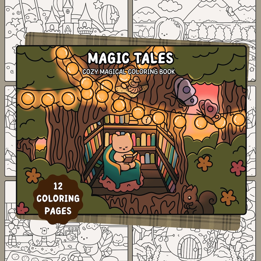 Kawaii Magic Coloring Pages, Cozy Fairy Coloring Book, 10 Hand-drawn ...