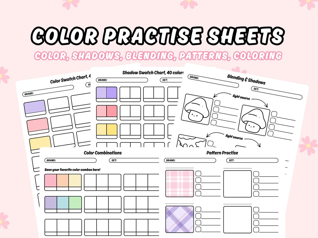 Color Swatch Chart Printable, Blank Color Swatches Sheets PDF, Alcohol ...