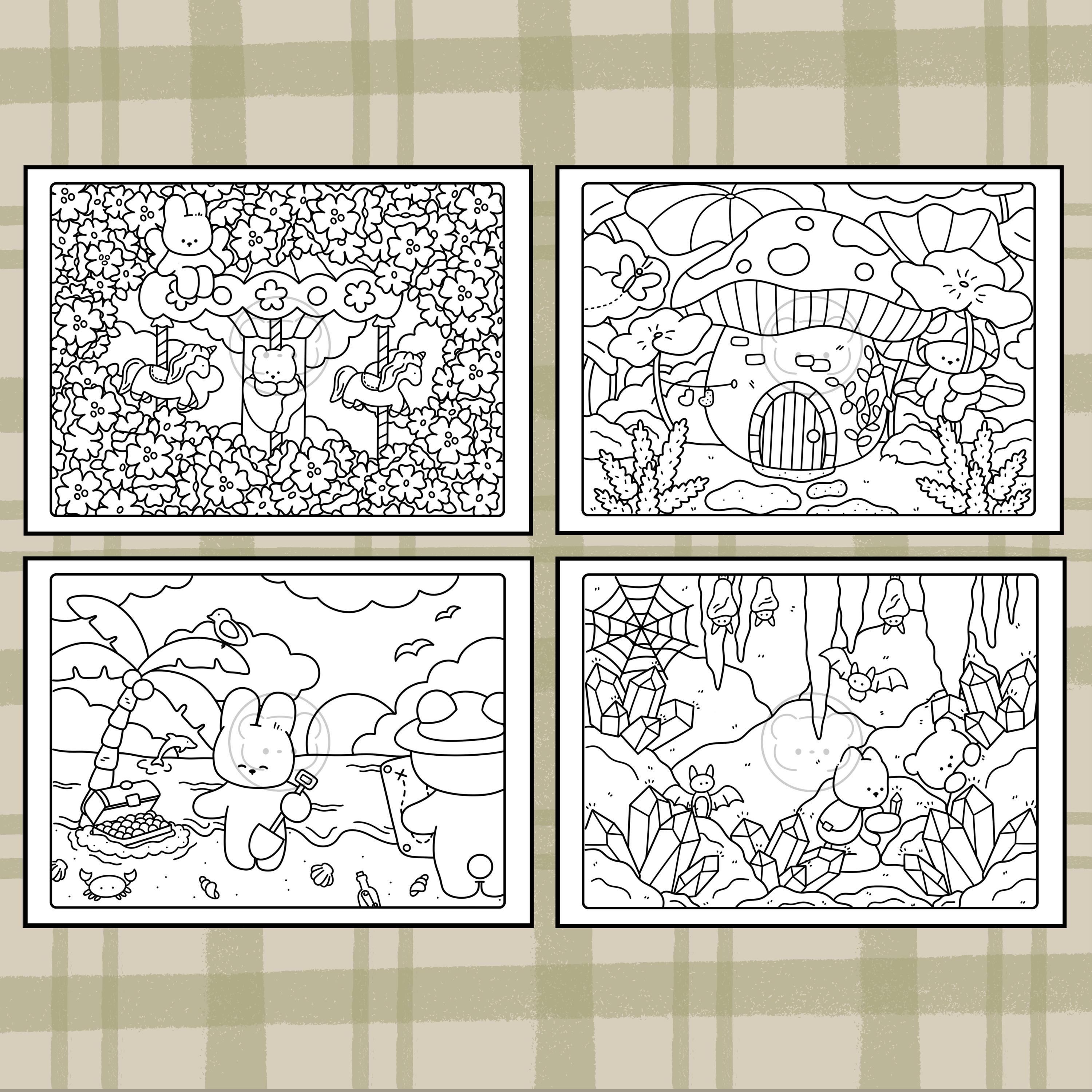 Kawaii Magic Coloring Pages, Cozy Fairy Coloring Book, 10 Hand-drawn ...