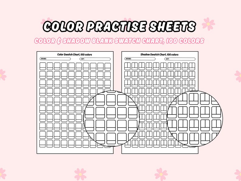 Color Swatch Chart Printable, Blank Color Swatches Sheets PDF, Alcohol ...