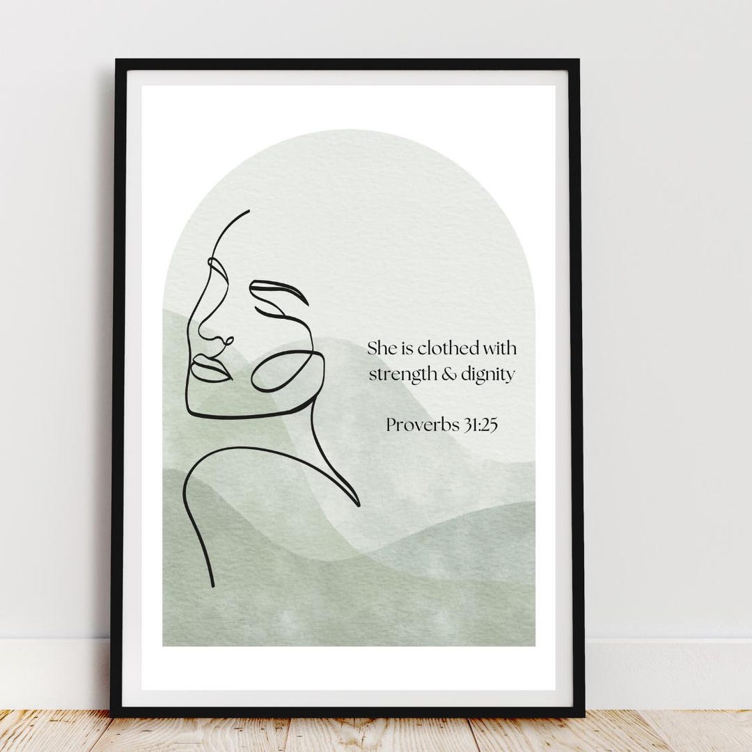 Printable Christian Wall Art She is Clothed in Strength and Dignity ...