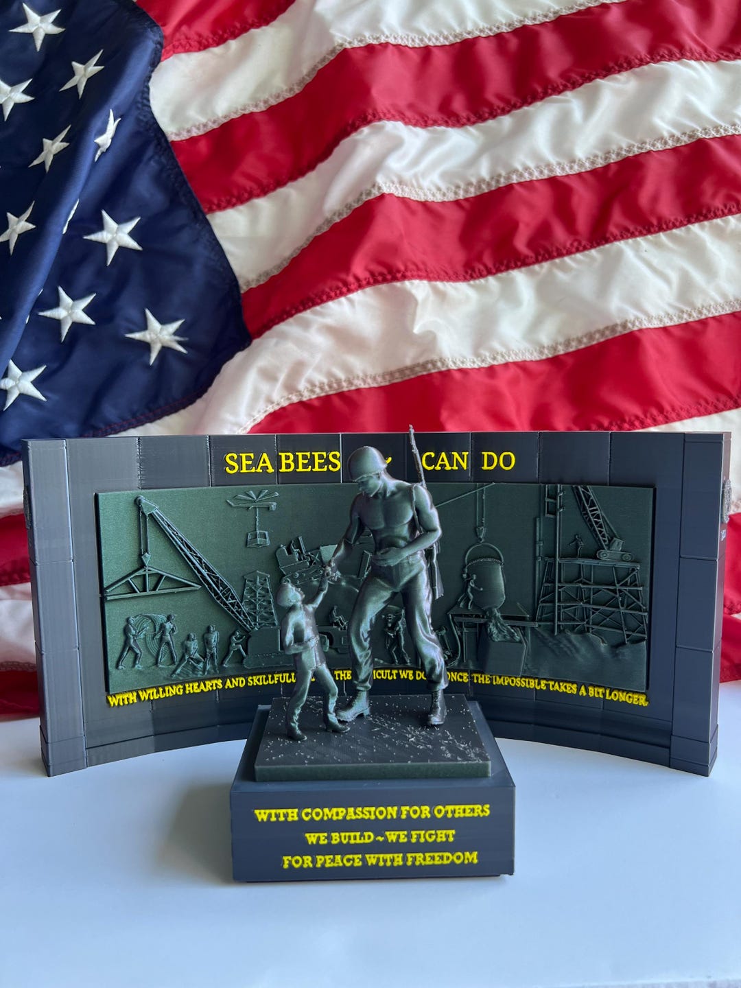 3D Navy Seabees Memorial Statue | Arlington Replica Military Gift - Etsy