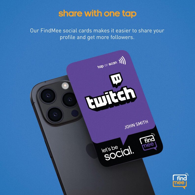 Findmee Twitch NFC Social Media Card, Double-sided QR Code, Custom Name ...