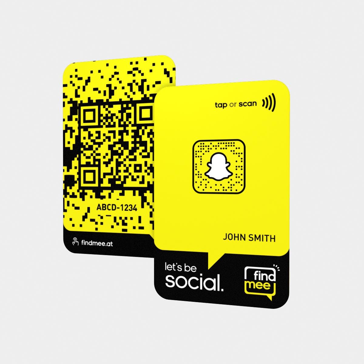 Findmee Snapchat NFC Social Media Card, Double-sided QR Code, Custom ...
