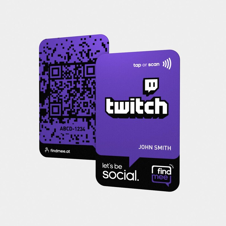 Findmee Twitch NFC Social Media Card, Double-sided QR Code, Custom Name ...