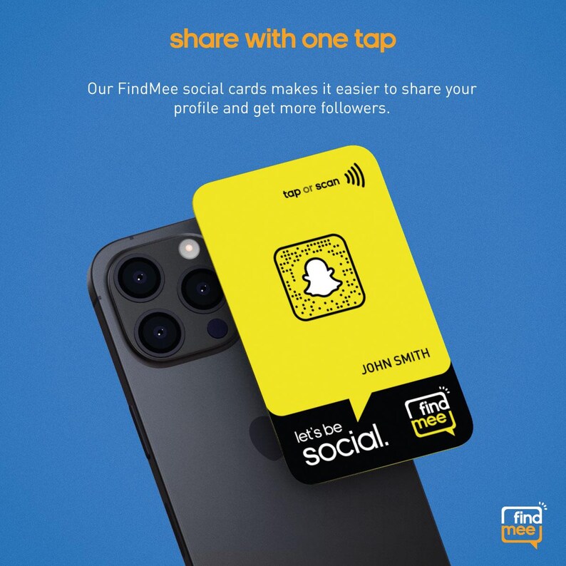 Findmee Snapchat NFC Social Media Card, Double-sided QR Code, Custom ...