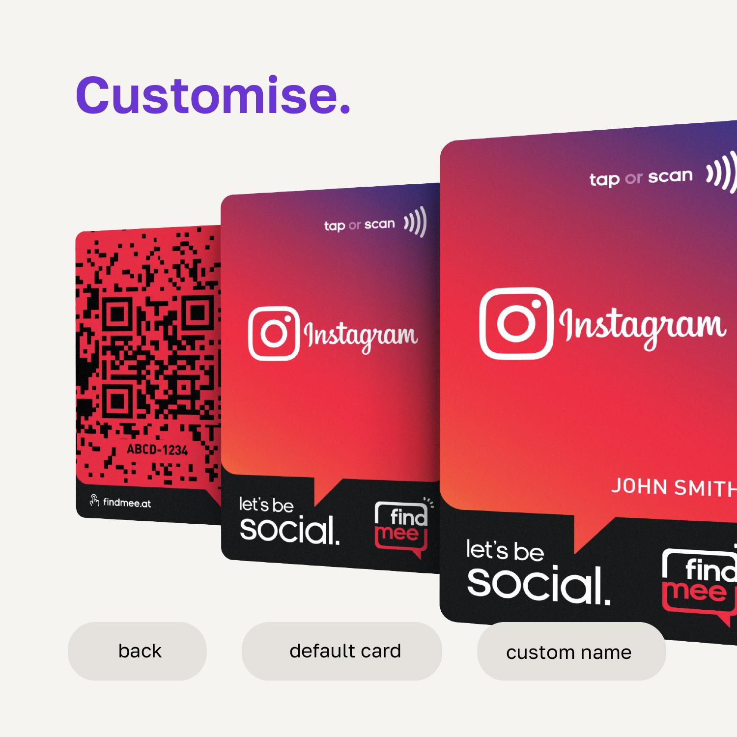 Custom Instagram NFC Business Card, Social Media, Double-sided QR Code ...