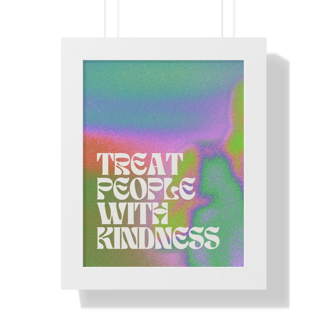 Vertical Poster Treat People With Kindness Groovy Design Wall Art Print ...