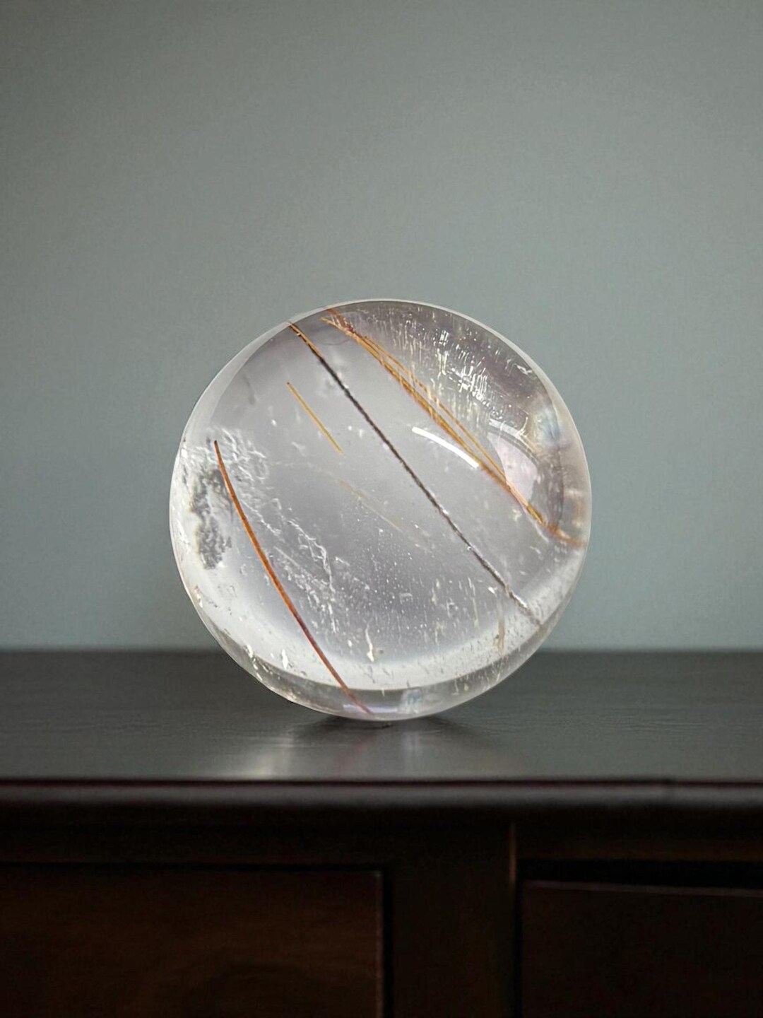 Copper Rutile Quartz Crystal Sphere: Polished Clear Quartz (24mm ...