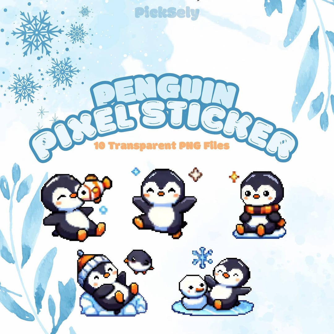 Pingu Pixel Stickers Adorable Penguins for Digital Planner and More - Etsy