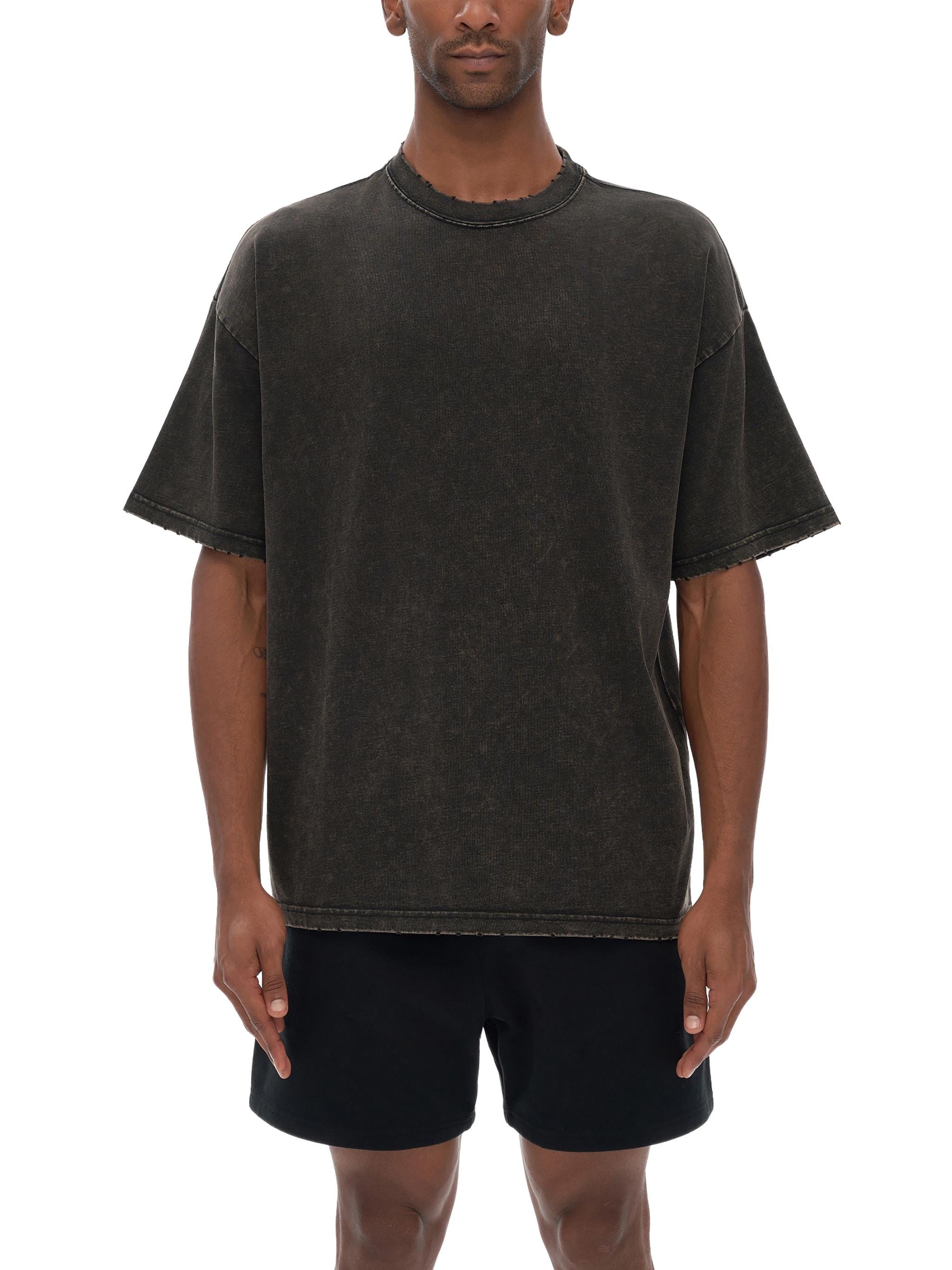 Gas Mask Dystopian Tee Edge Frayed Vintage Washed T-shirt 250 GSM ...
