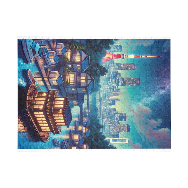 The Glow of the Floating City at Night Puzzle 96, 252, 500, 1000-piece ...