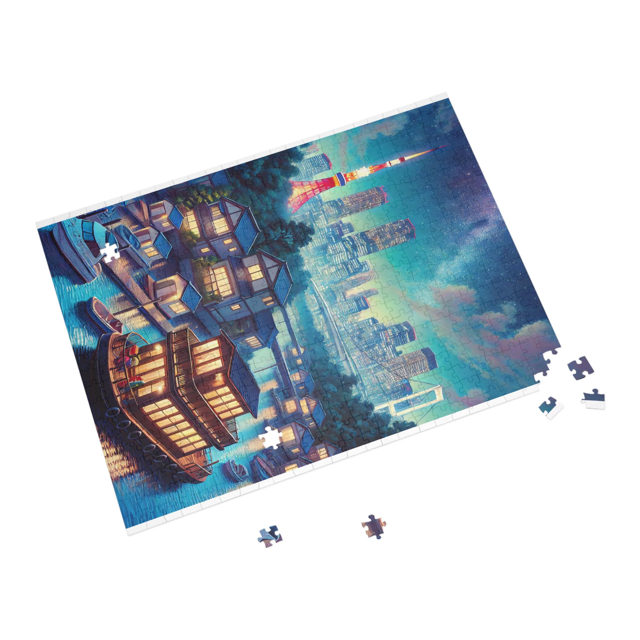 The Glow of the Floating City at Night Puzzle 96, 252, 500, 1000-piece ...
