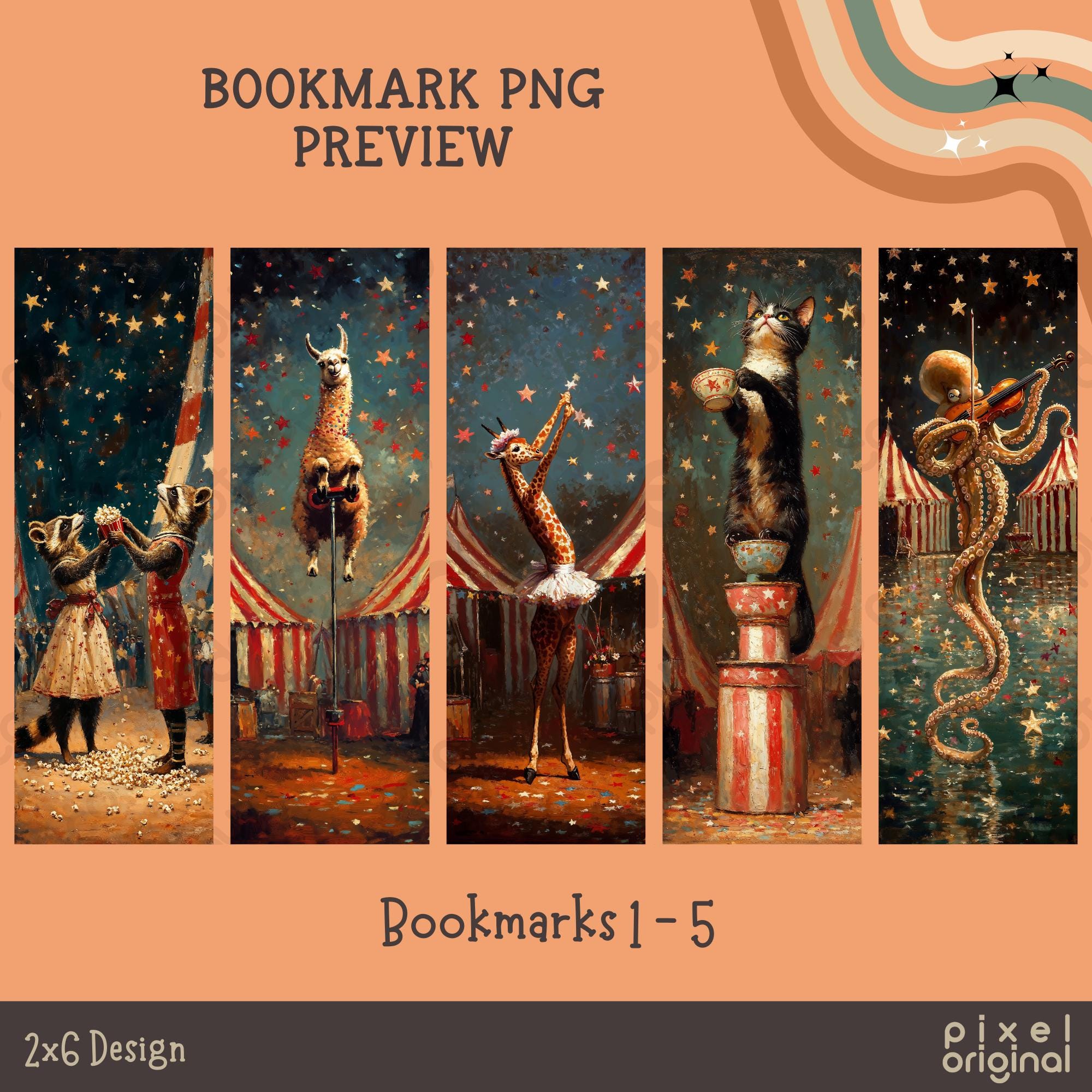 Vintage Circus PNG Bookmarks, 10 PNG, Digital Download Bundle, Cutout ...