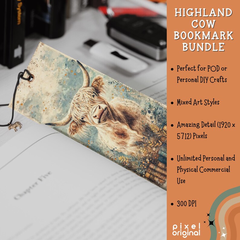 Highland Cow PNG, Bookmark PNG, 30 PNG Bundle, Bookmark Png, Highland ...