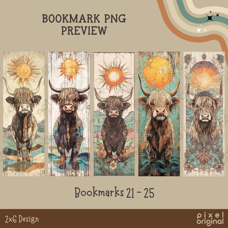 Highland Cow PNG, Bookmark PNG, 30 PNG Bundle, Bookmark Png, Highland ...