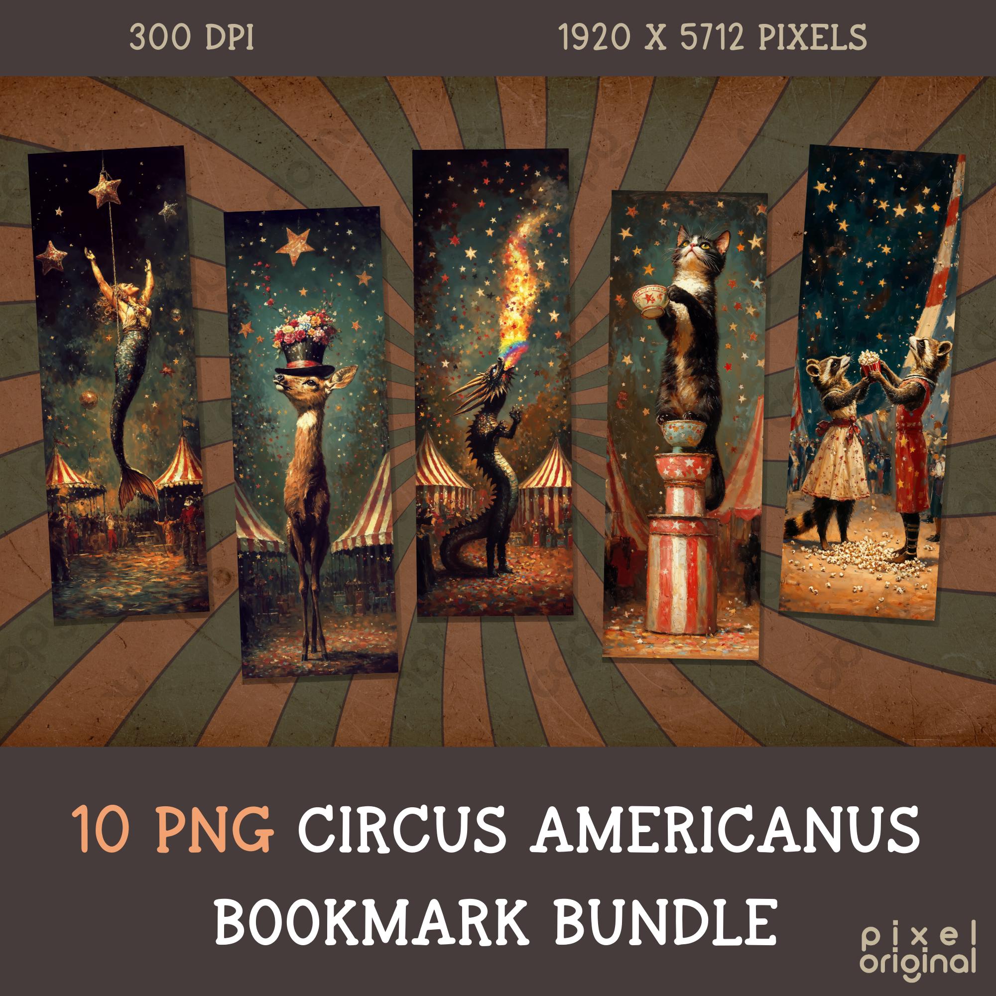 Vintage Circus PNG Bookmarks, 10 PNG, Digital Download Bundle, Cutout ...