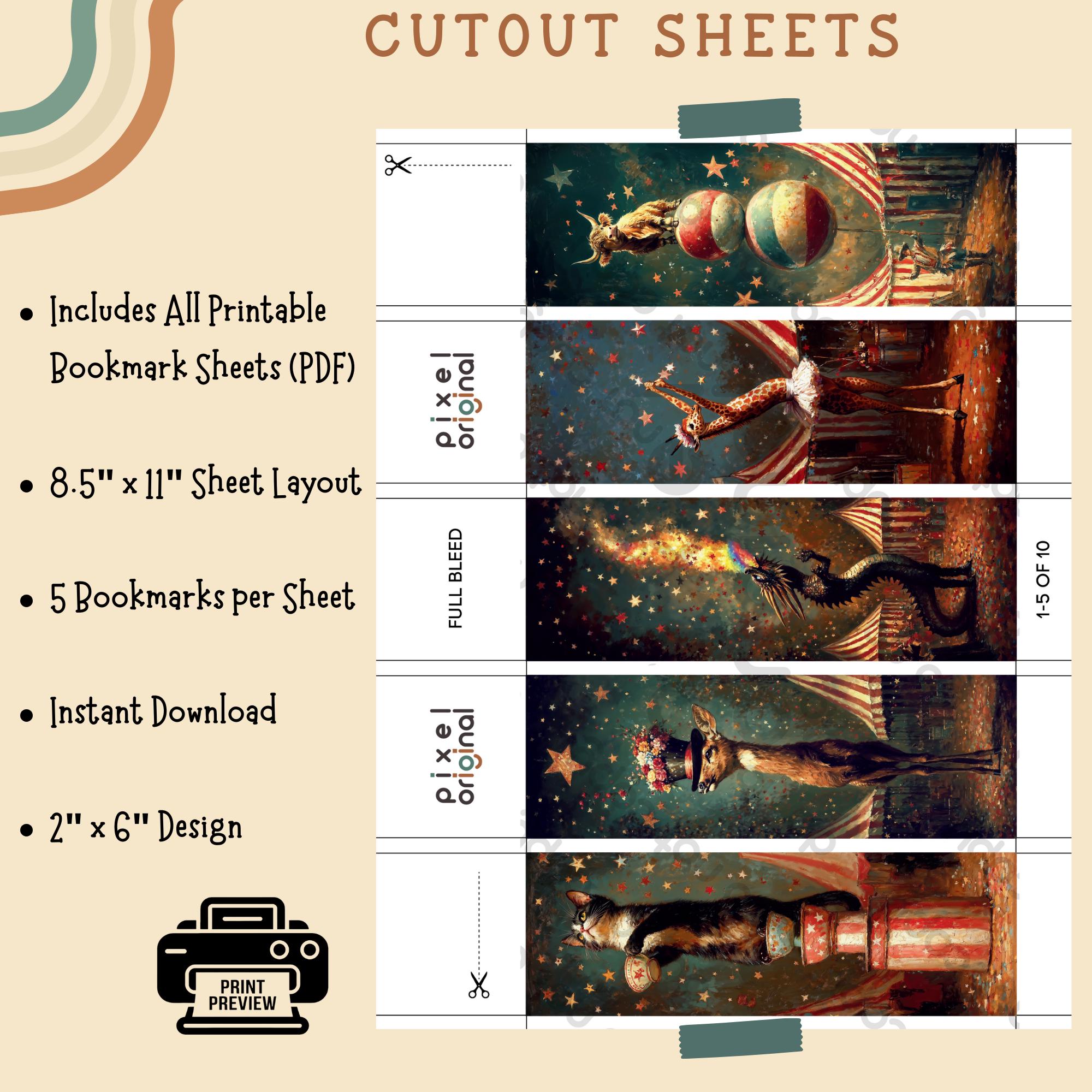 Vintage Circus PNG Bookmarks, 10 PNG, Digital Download Bundle, Cutout ...