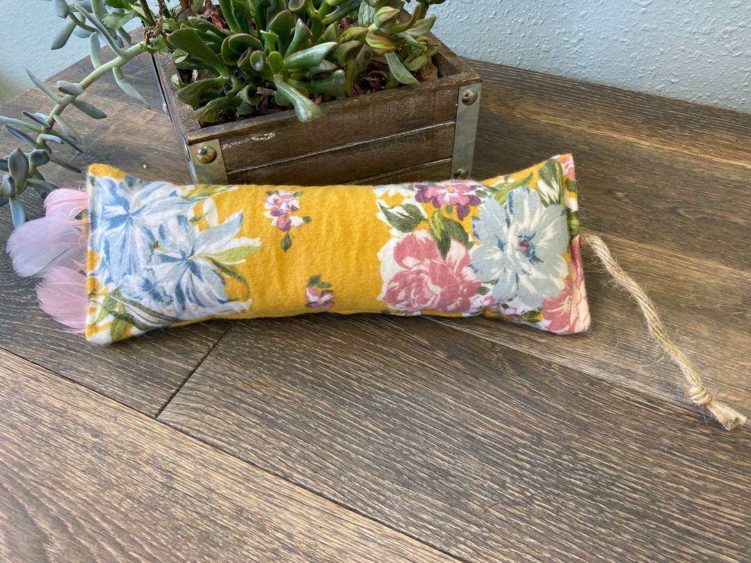 10 Inch Floral Cat Kicker Toy With Organic Catnip, Bells, Feathers and ...