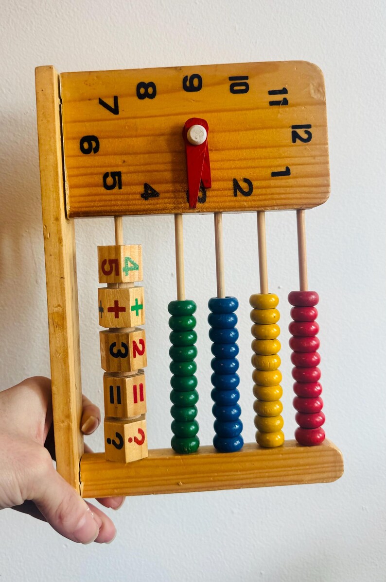 Vintage Abacus Learning Toy With Clock ; Pre-owned, Well Loved - Etsy