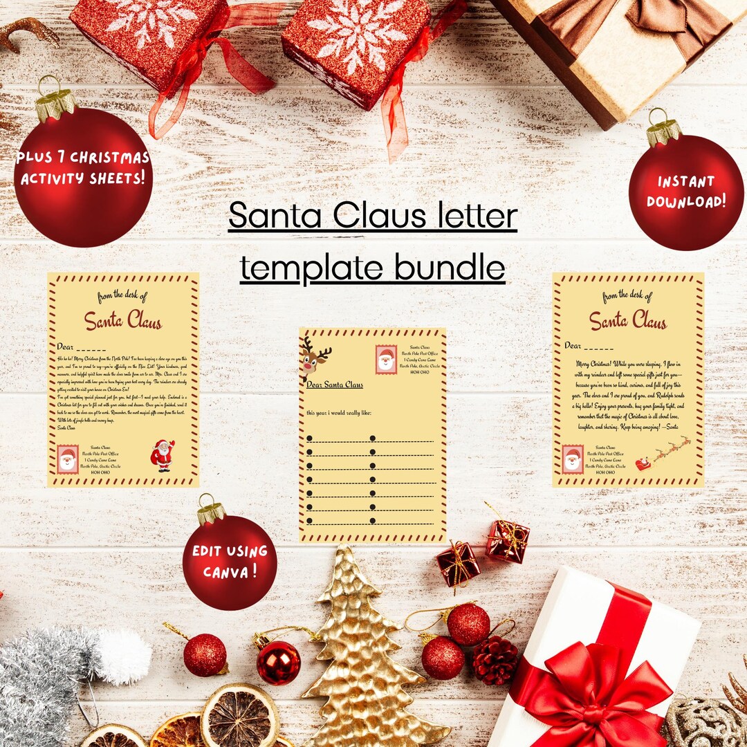 Editable Santa Letter Template Bundle: Christmas List, Letters From ...