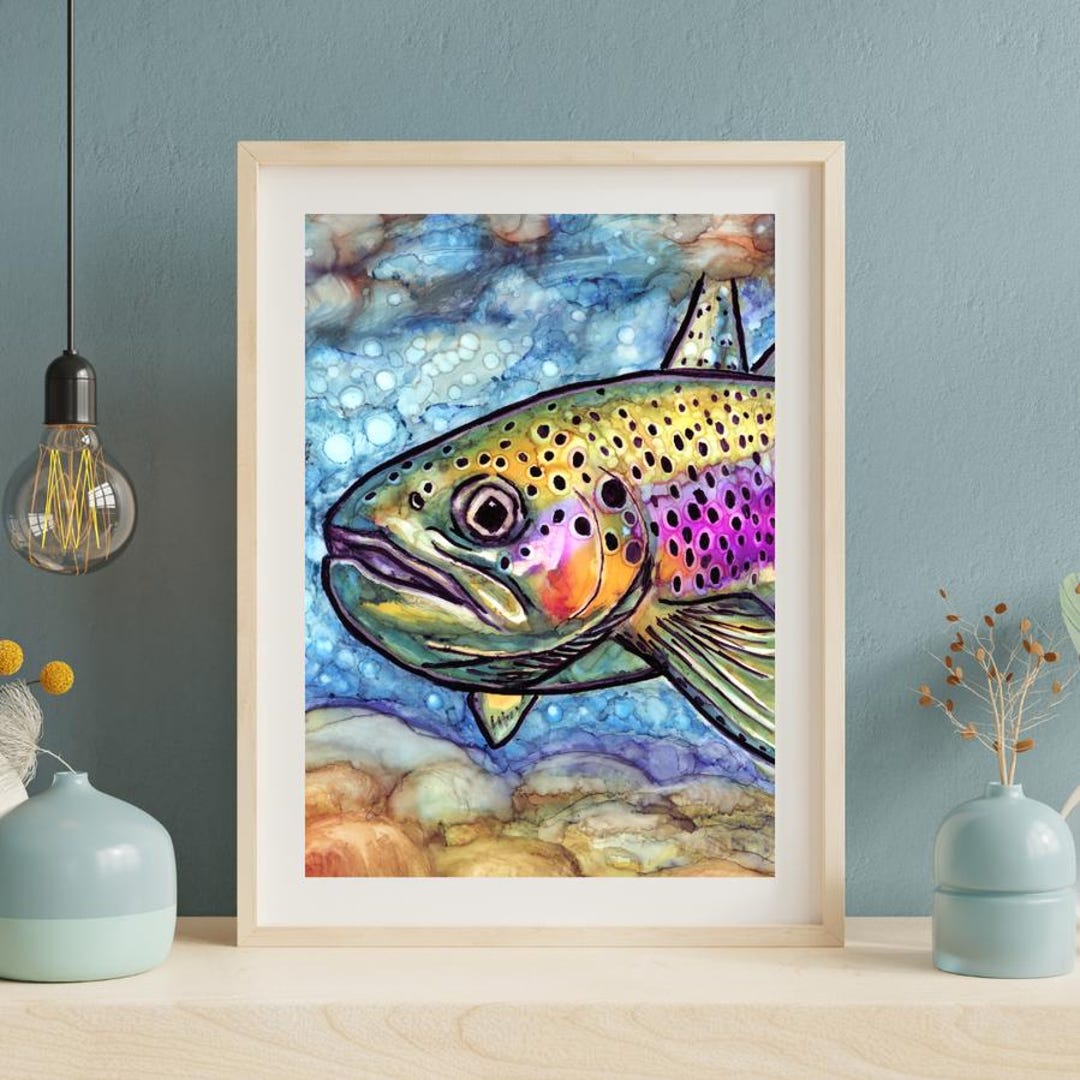 Rainbow Glow- Colorful Fish Print - Etsy