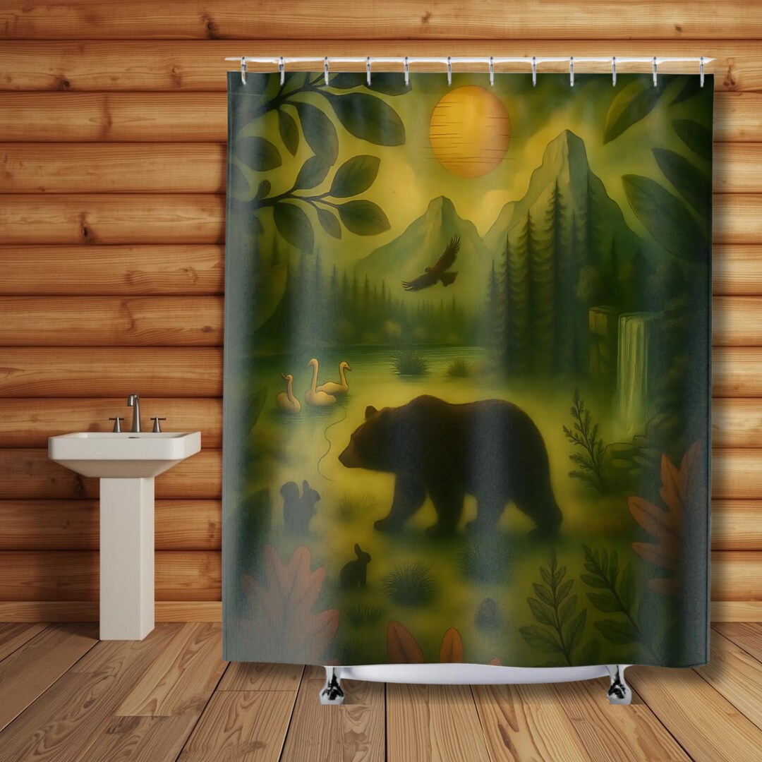 Wilderness Lodge Shower Curtain, Rustic Cabin Decor, Nature Inspired ...