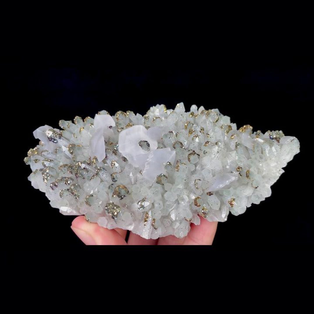 Natural Quartz Cluster With Calcite and Pyrite, Mineral Specimen ...