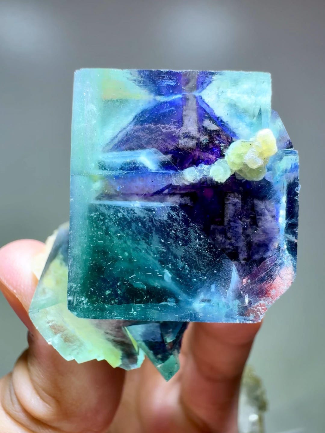 Transparent Cubic Green Purple Fluorite, Fluorite Mineral Specimen ...