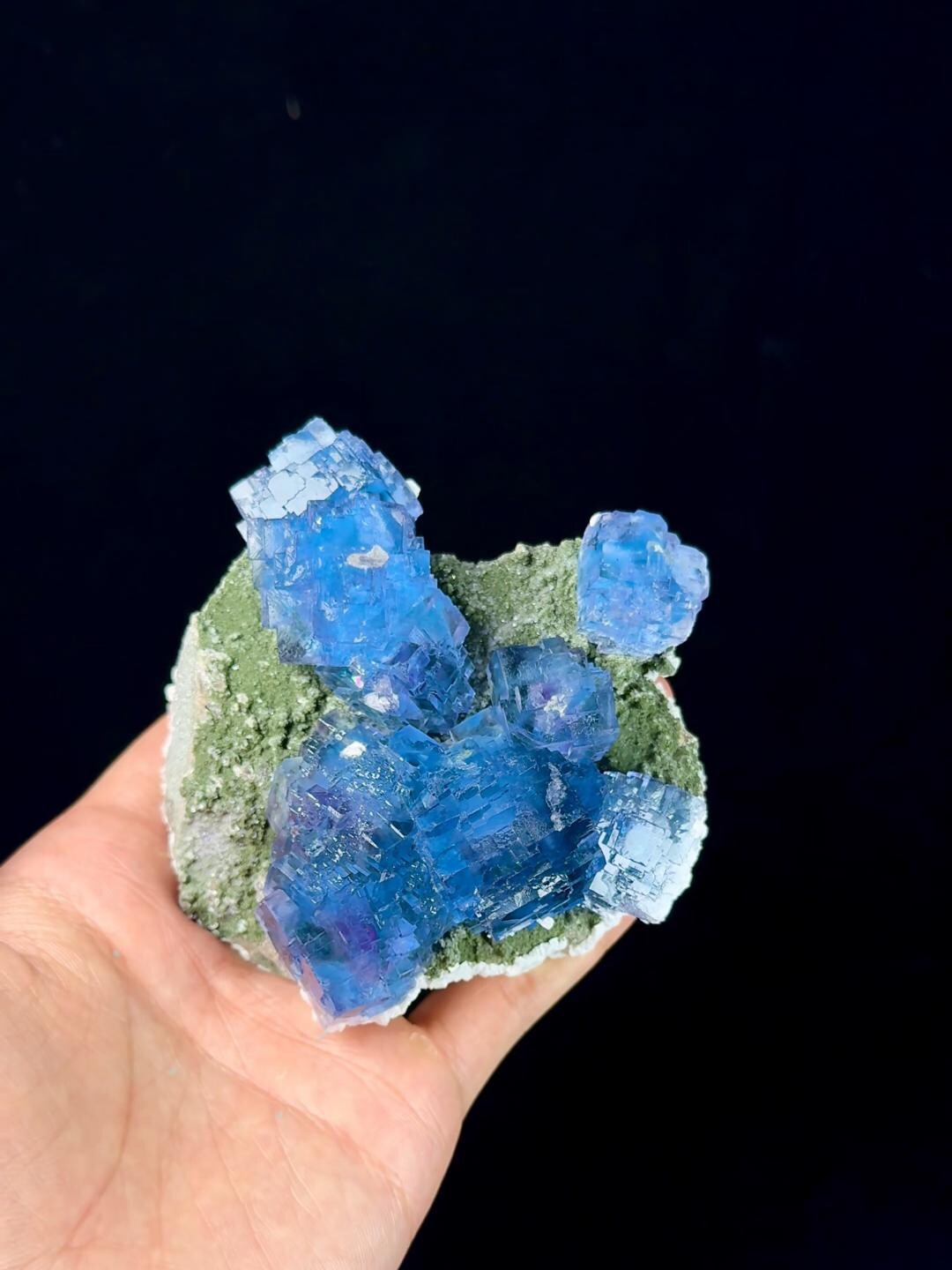 Transparent Blue Stepped Fluorite and Dolomite, Fluorite Mineral ...