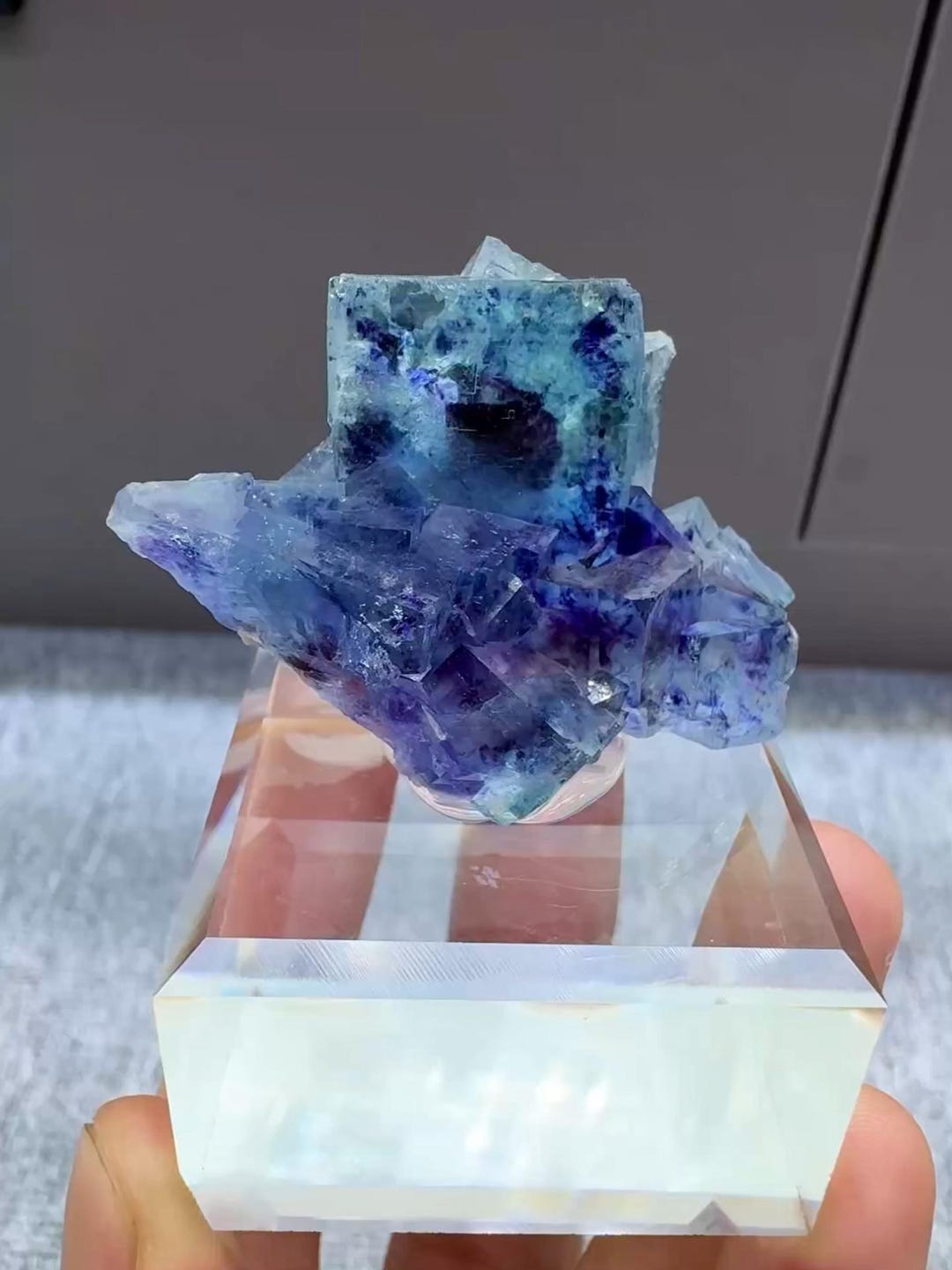 Natural Blue Purple Phantom Fluorite and Flaky Calcite Coexist Comes ...